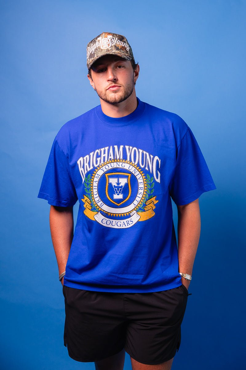 BYU Royal Blue Vintage Block Cougar Tee – The Royal Blue